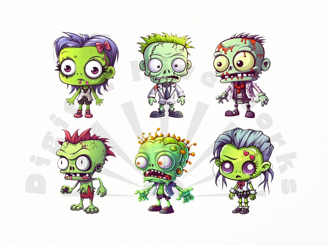Cute Zombies Clipart Bundle - PNG Format With Transparent Background ...