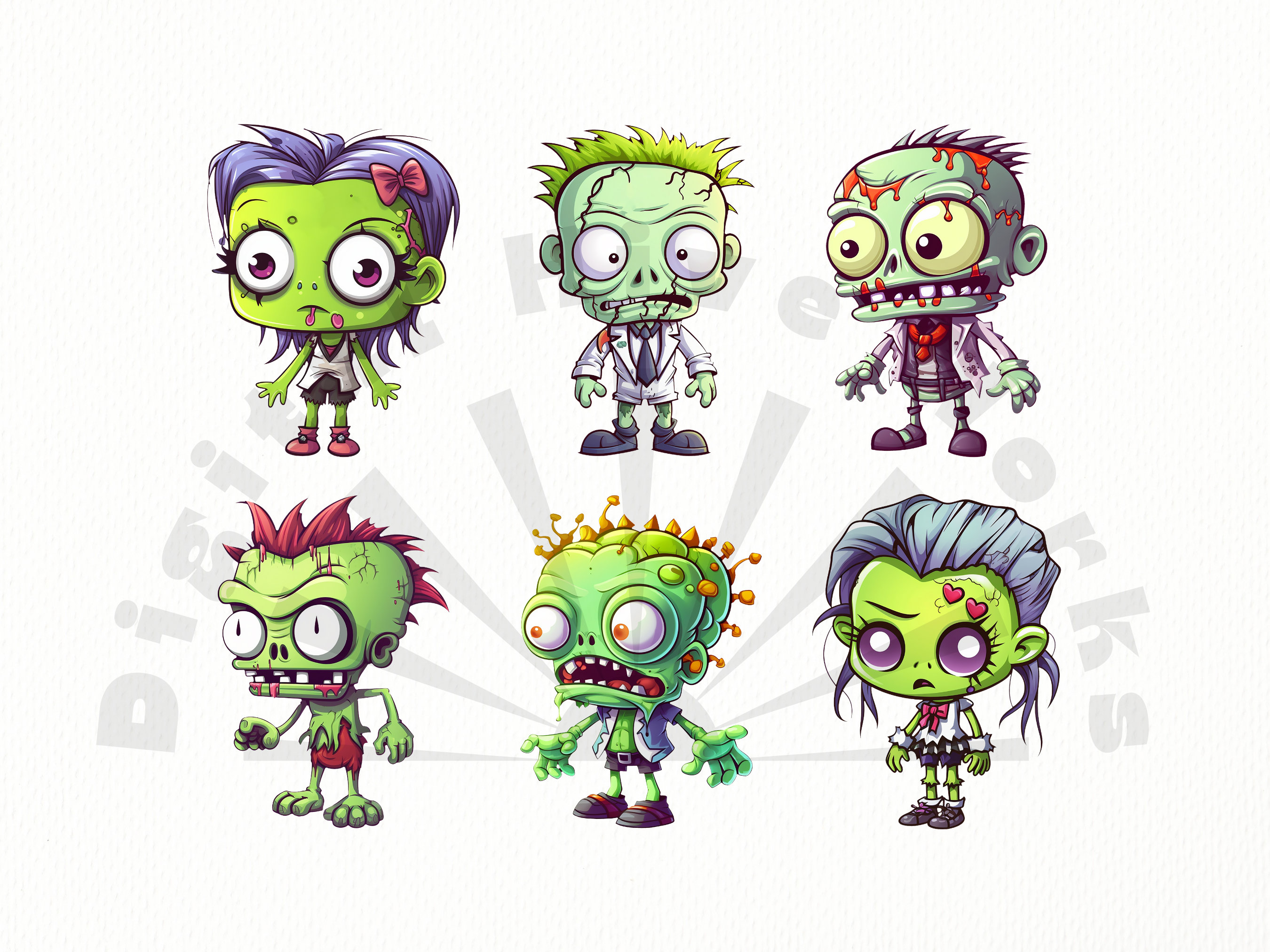 Cute Zombies Clipart Bundle - PNG Format With Transparent Background ...