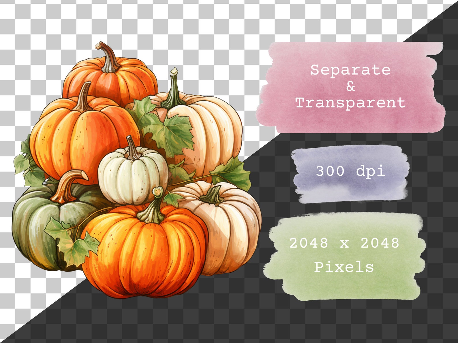 Watercolor Pumpkins Clipart | Autumn Watercolor PNG Images | Fall ...