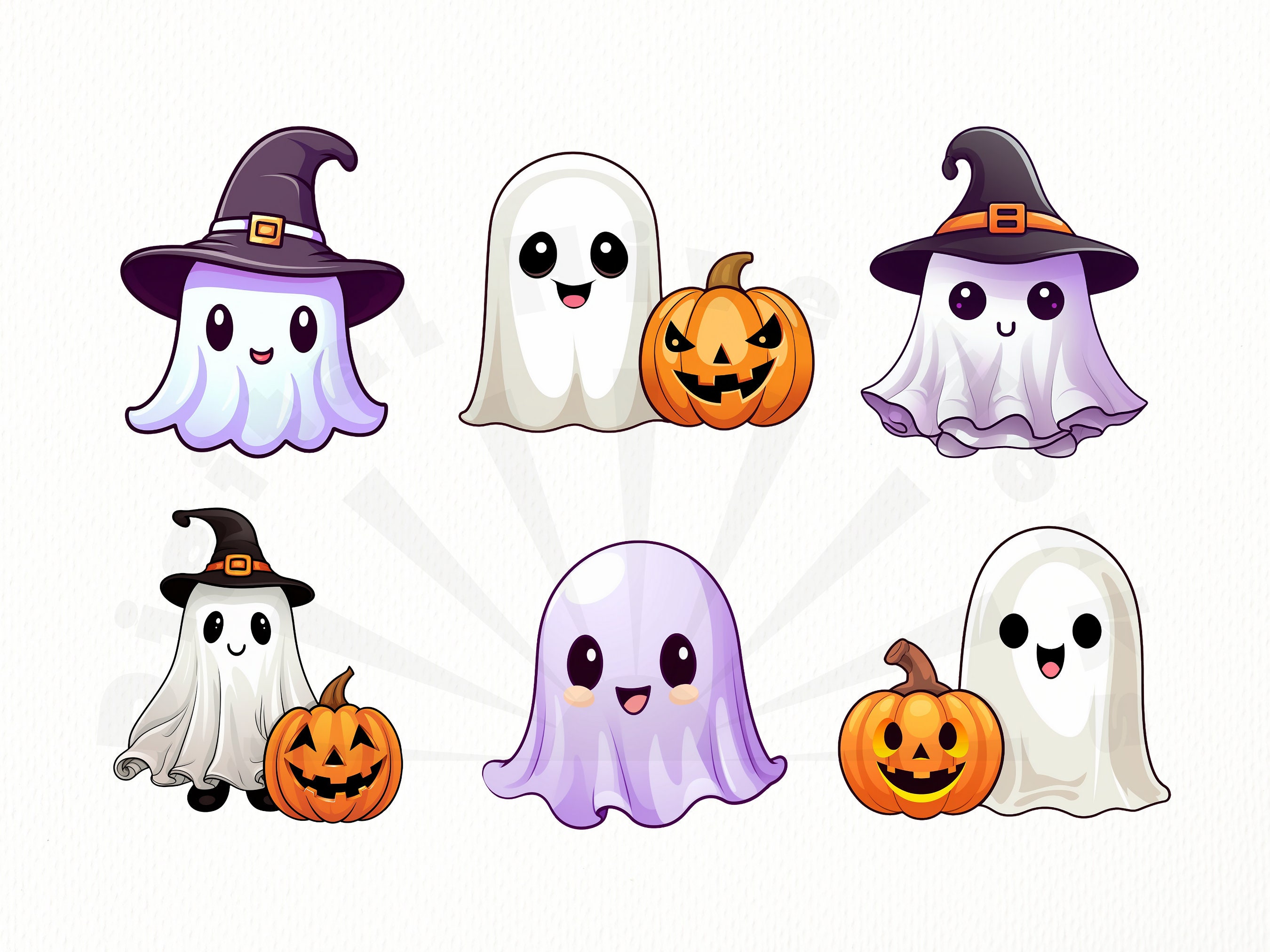 Cute Ghosts Clipart Bundle 30 High-resolution PNG Images Transparent ...