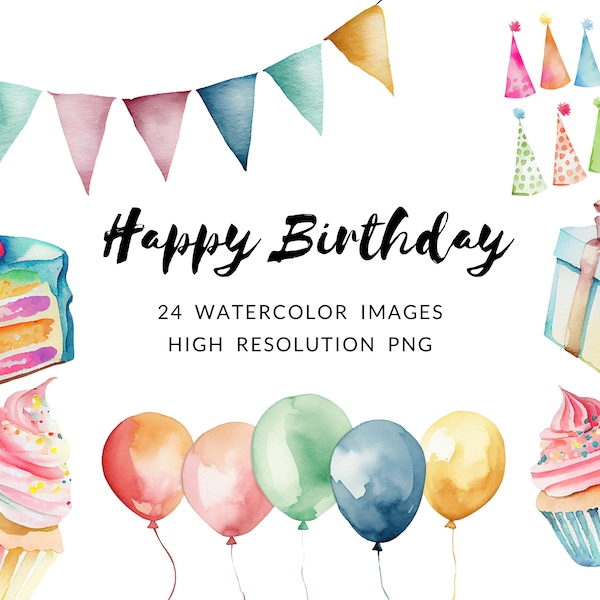 Watercolor Birthday - Etsy