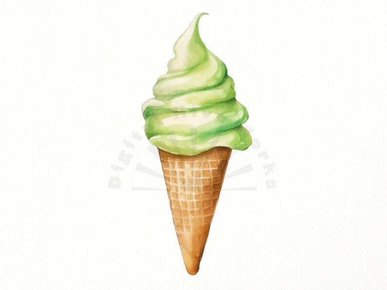 Watercolor Ice Cream Clipart Bundle 12 Transparent PNG Images Instant ...