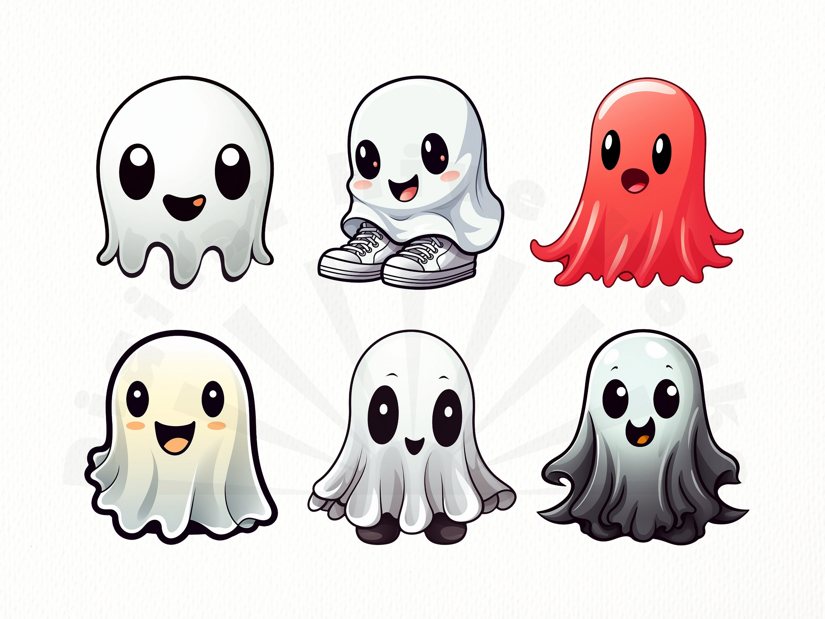 Cute Ghost Clipart Bundle – 30 Halloween PNG Images (transparent ...