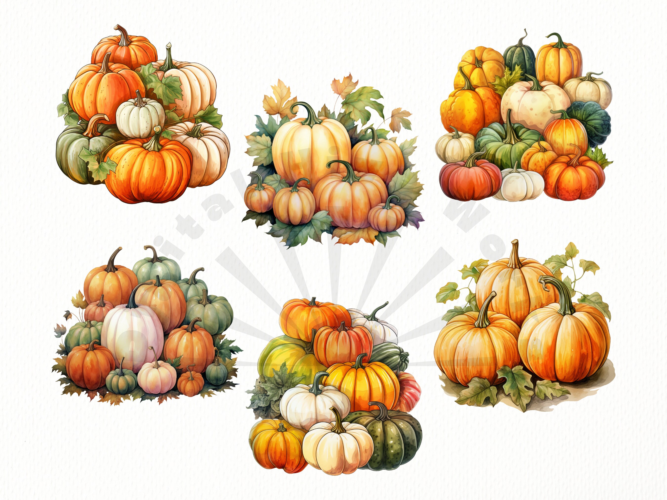 Watercolor Pumpkins Clipart | Autumn Watercolor PNG Images | Fall ...