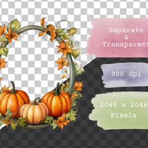 Watercolor Pumpkin Frames Clipart Bundle PNG | Autumn Leaves ...