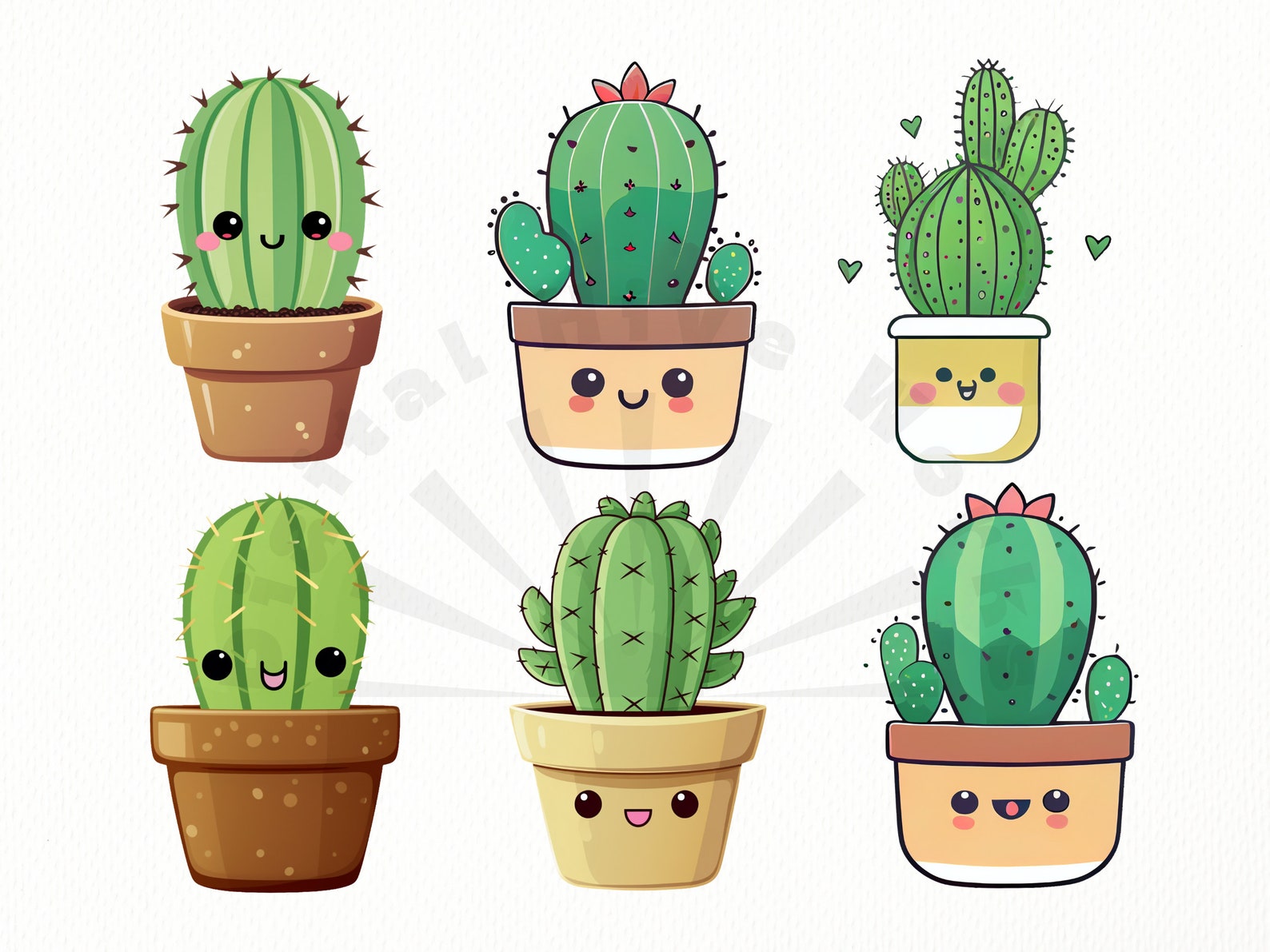 Cute Cactus Clipart - Happy Cactus Clip Art, Kawaii Cactus, Cute Cacti ...