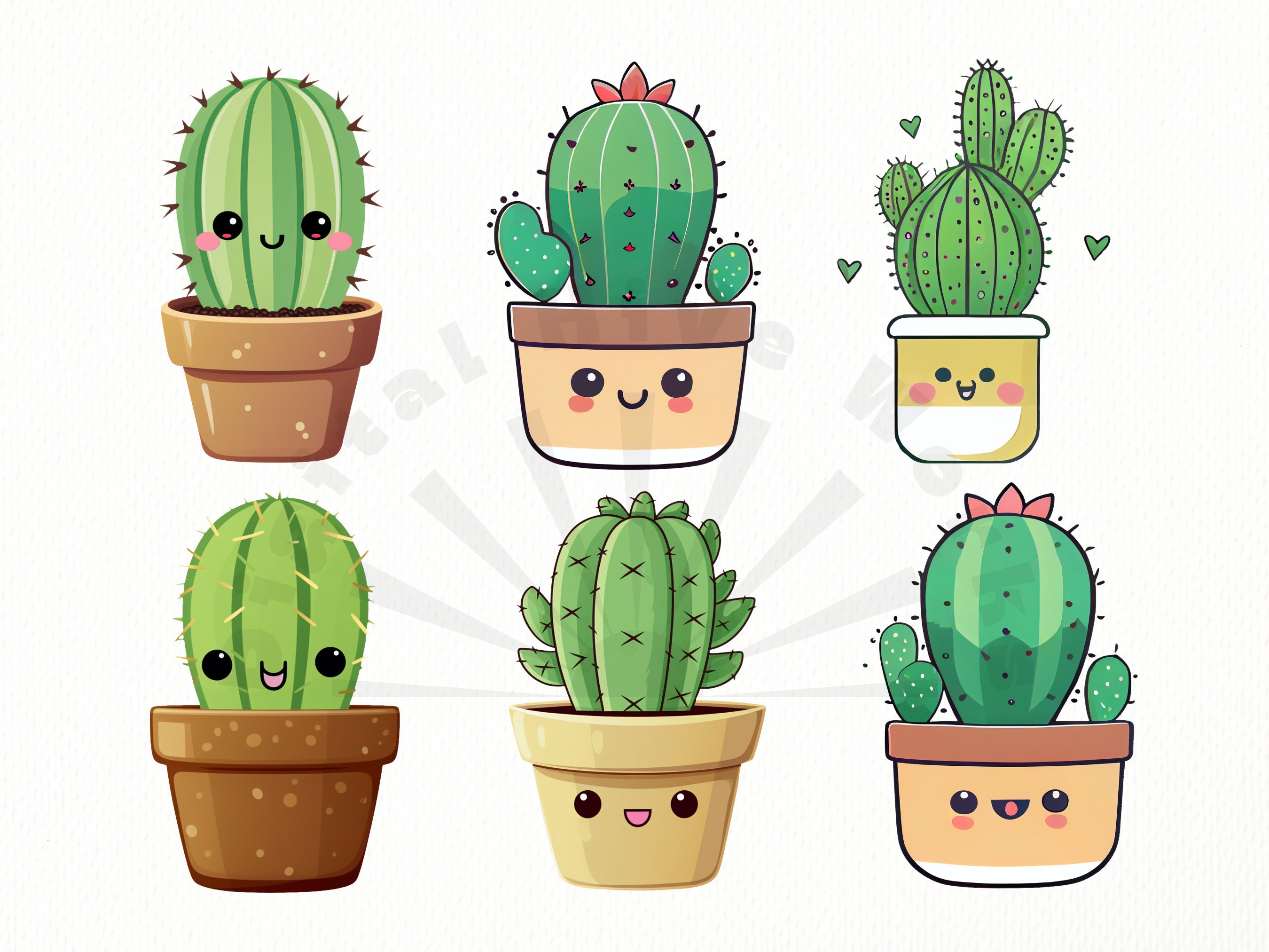 Cute Cactus Clipart - Happy Cactus Clip Art, Kawaii Cactus, Cute Cacti ...