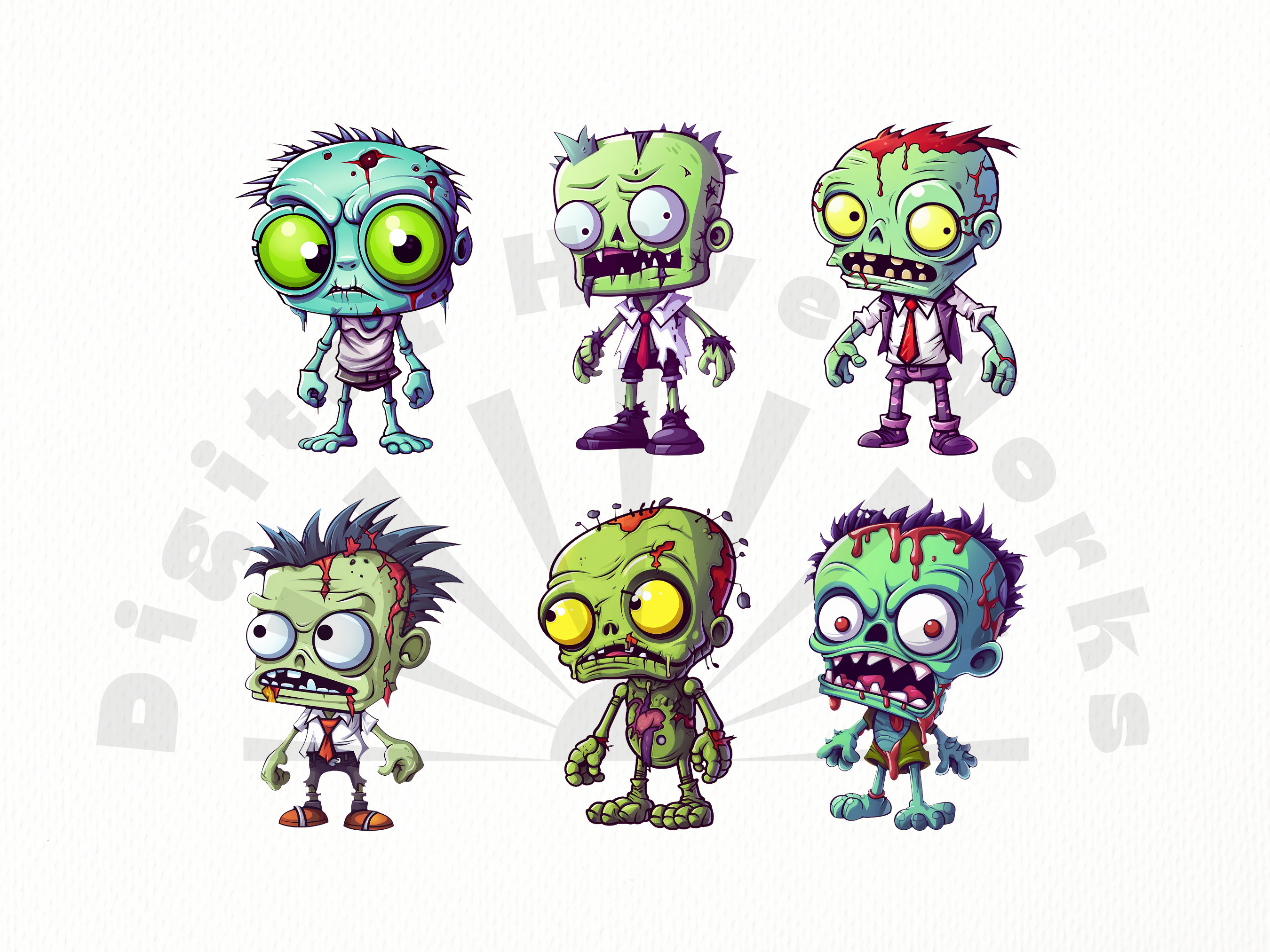 Cute Zombies Clipart Bundle - PNG Format With Transparent Background ...