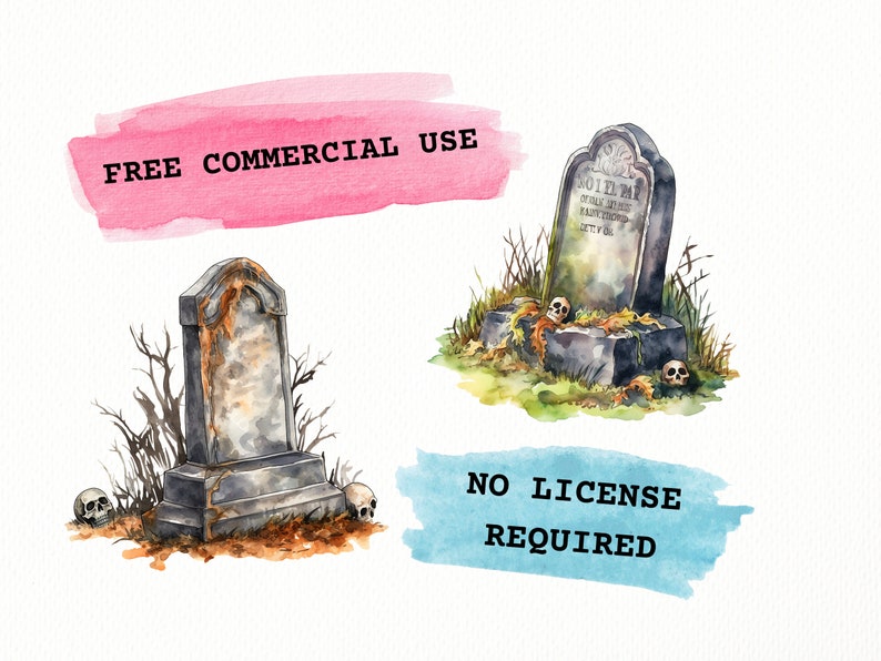 Watercolor Tombstones Clipart Bundle - PNG Format With Transparent ...