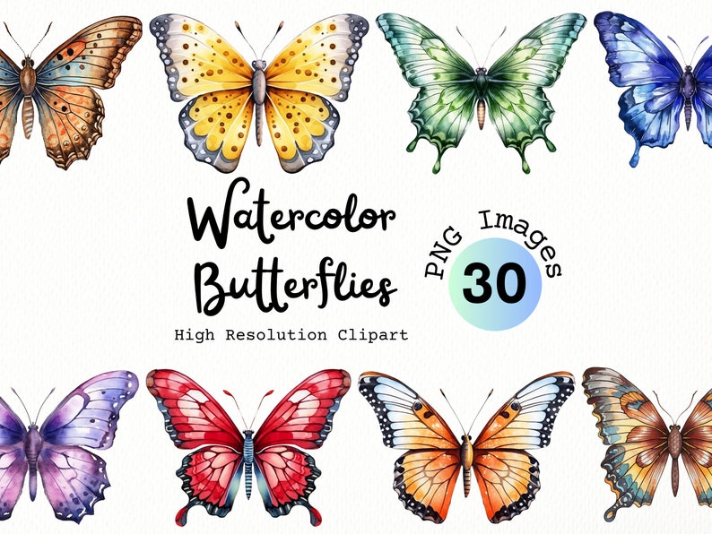 Butterfly Clipart | Watercolor Butterflies PNG | Summer Clipart ...