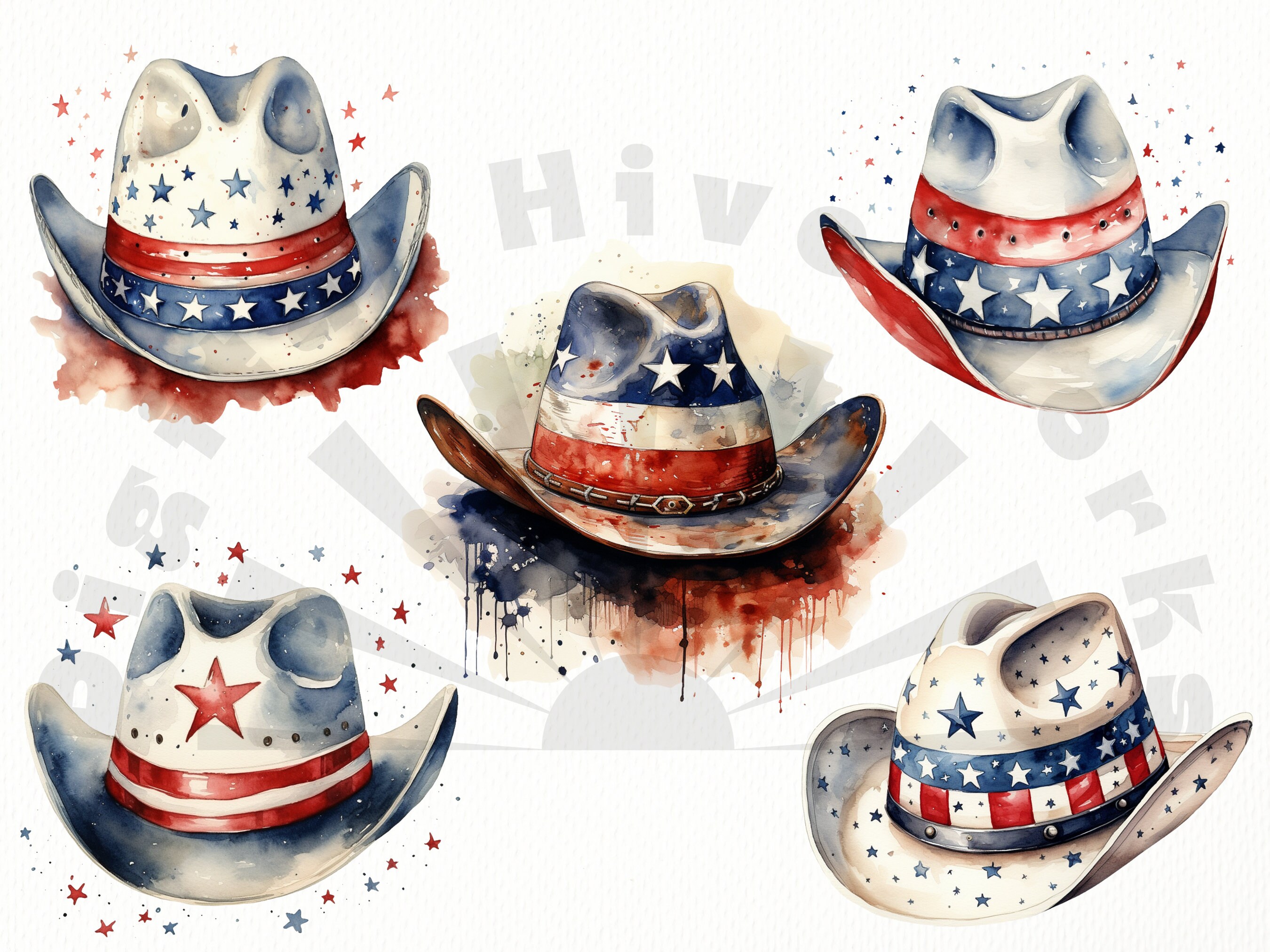 4th of July Watercolor Clipart 60 PNG Images Digital - Etsy