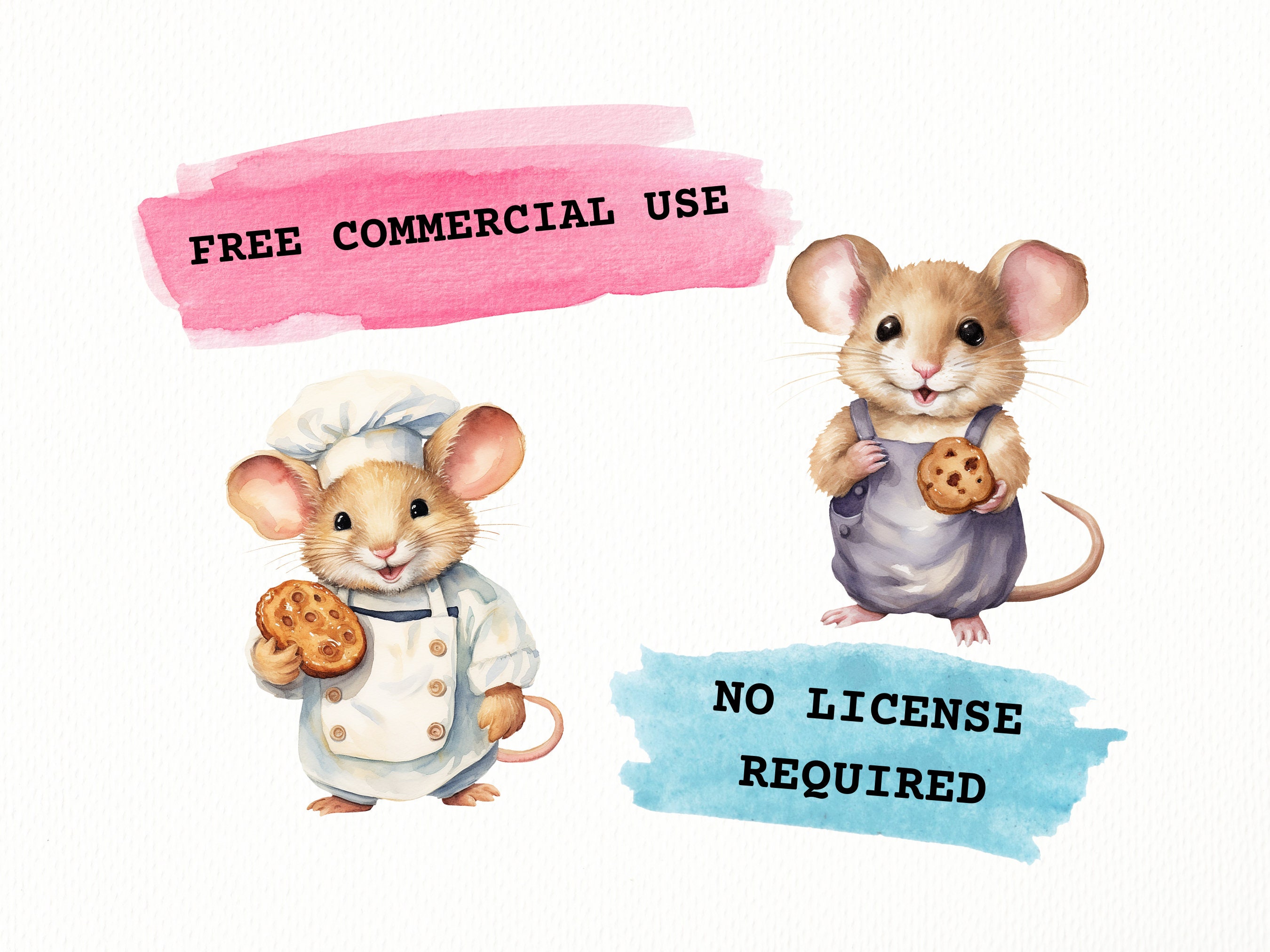 Watercolor Mouse & Cookies Clipart Bundle - PNG Format With Transparent ...