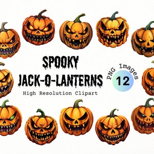 Spooky Jack O Lanterns Clipart Bundle - PNG Format With Transparent ...
