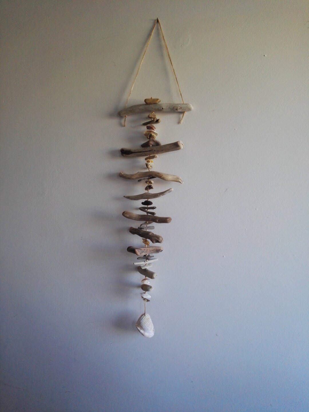 Wind-movable Garland of Beached Wood and Shells, Smoothed by the Sea ...