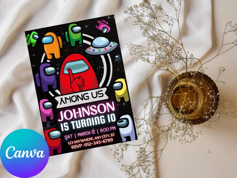 Among Us Invitation Birthday Invitation | Kids Birthday Invitation ...
