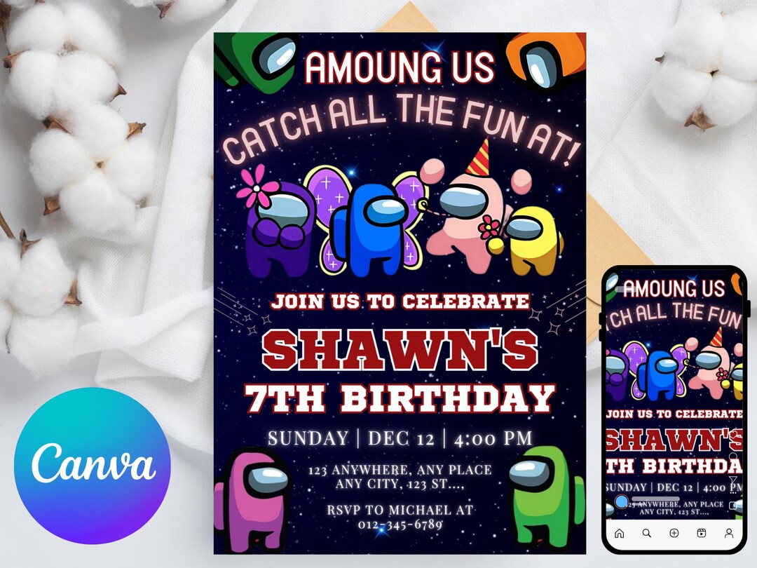 Among Us Invitation Birthday Invitation | Kids Birthday Invitation ...