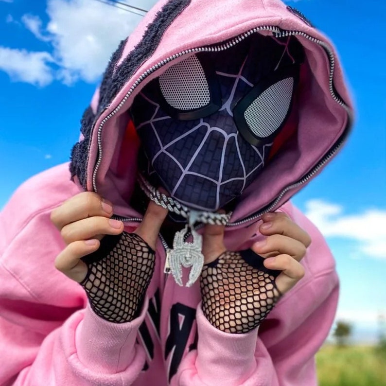 Spider Hoodie Spiderweb Hoodie Streetwear Pink Hoodie - Etsy UK