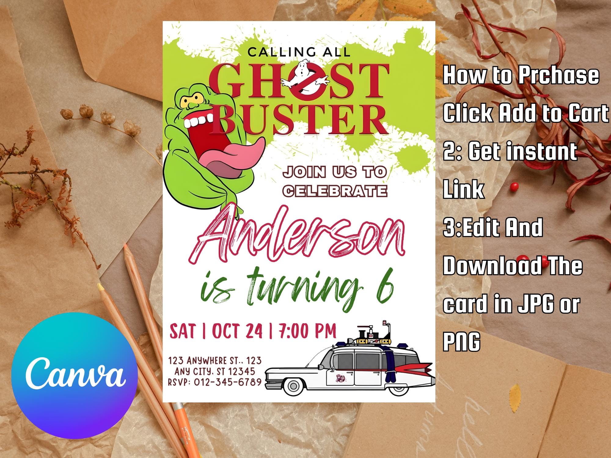 Editable Ghostbusters Birthday Invitation | Printable Ghostbusters ...