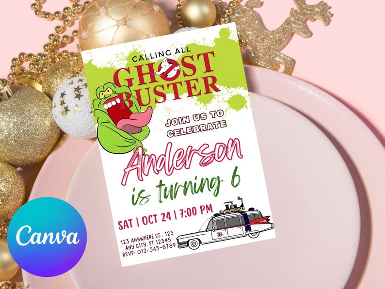 Editable Ghostbusters Birthday Invitation | Printable Ghostbusters ...