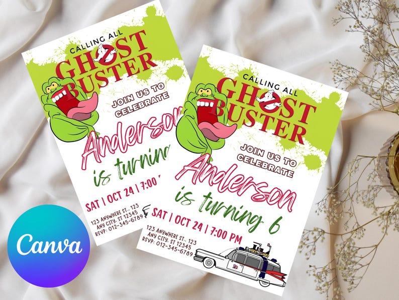 Editable Ghostbusters Birthday Invitation | Printable Ghostbusters ...