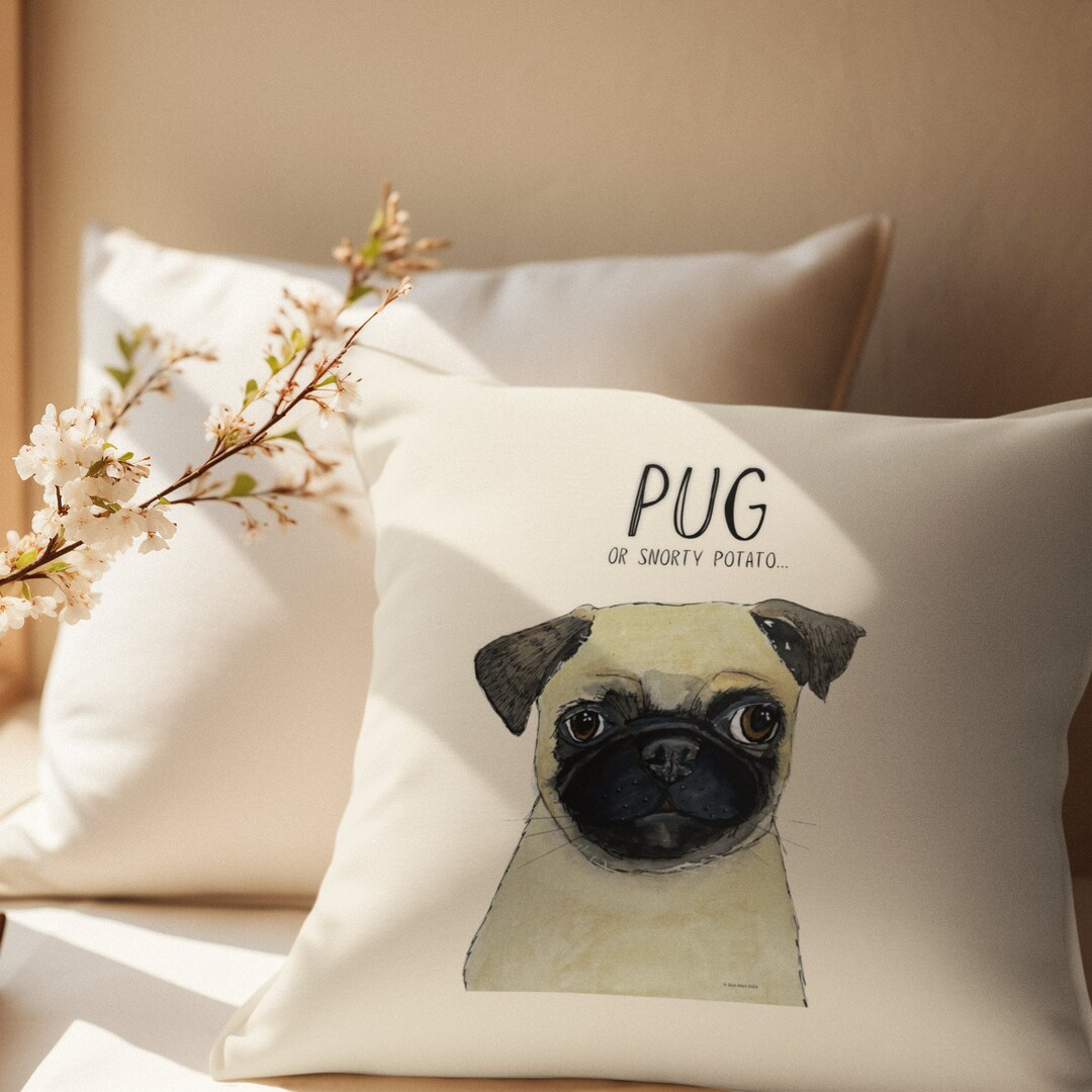 Snuggle up With Pug Vibes – Adorable Pug Cushion Cover! - Etsy