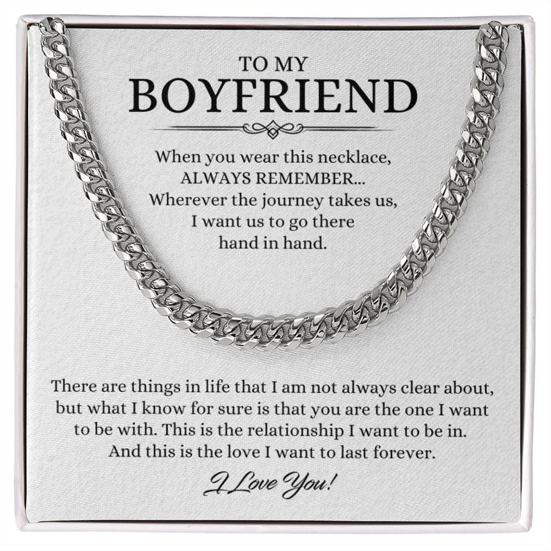 Boyfriend Cuban Chain Necklace Promise Necklace for Boyfriend Boyfriend ...