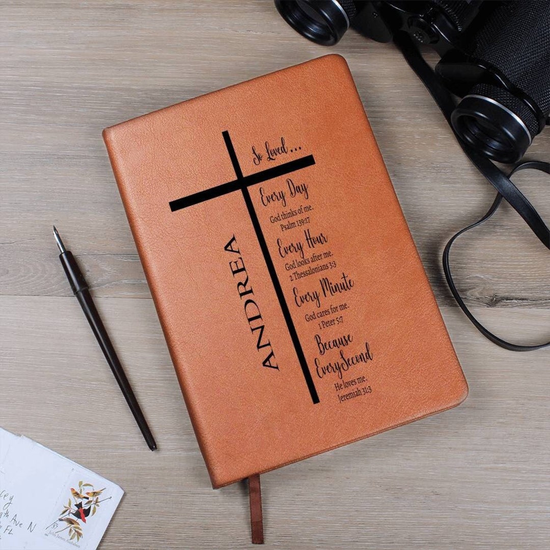 Leather Monogrammed Journal With Cross for Prayer Journal Goal Journal ...