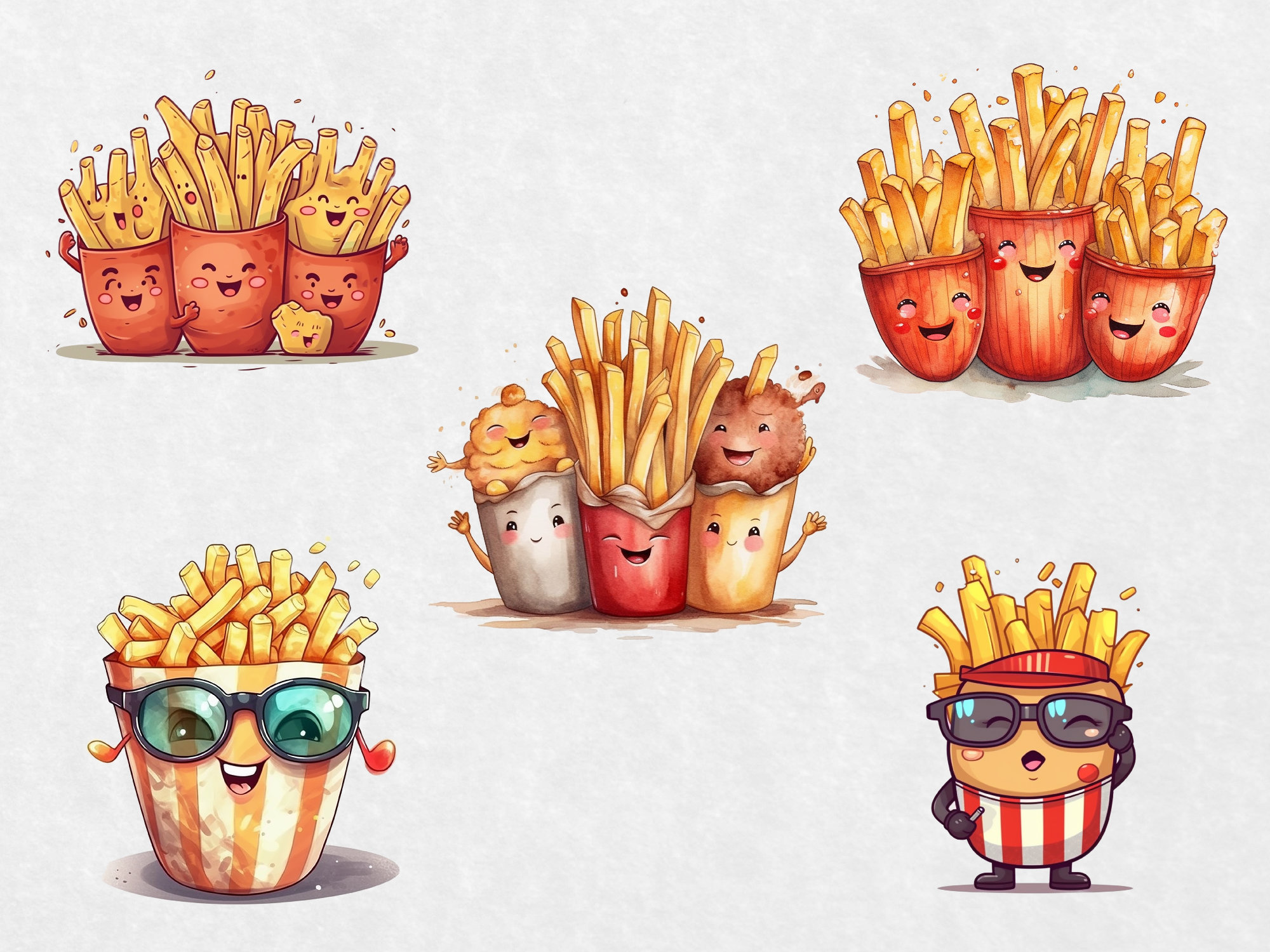 Happy Kawaii French Fries, Happy Chips Clipart, Fantasy Fries ...