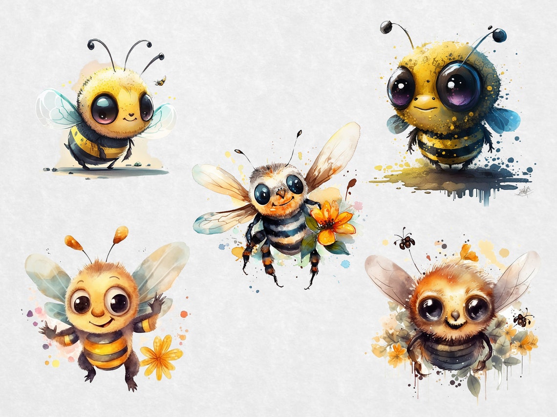 Cute Bee Cute Bees, Bee Clipart, Fantasy Bee, Watercolor, Instant ...