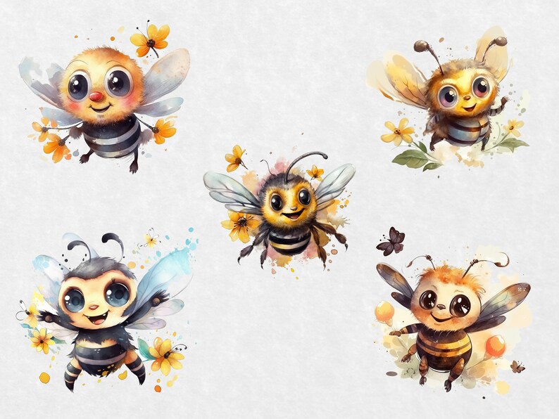 Cute Bee Cute Bees, Bee Clipart, Fantasy Bee, Watercolor, Instant ...
