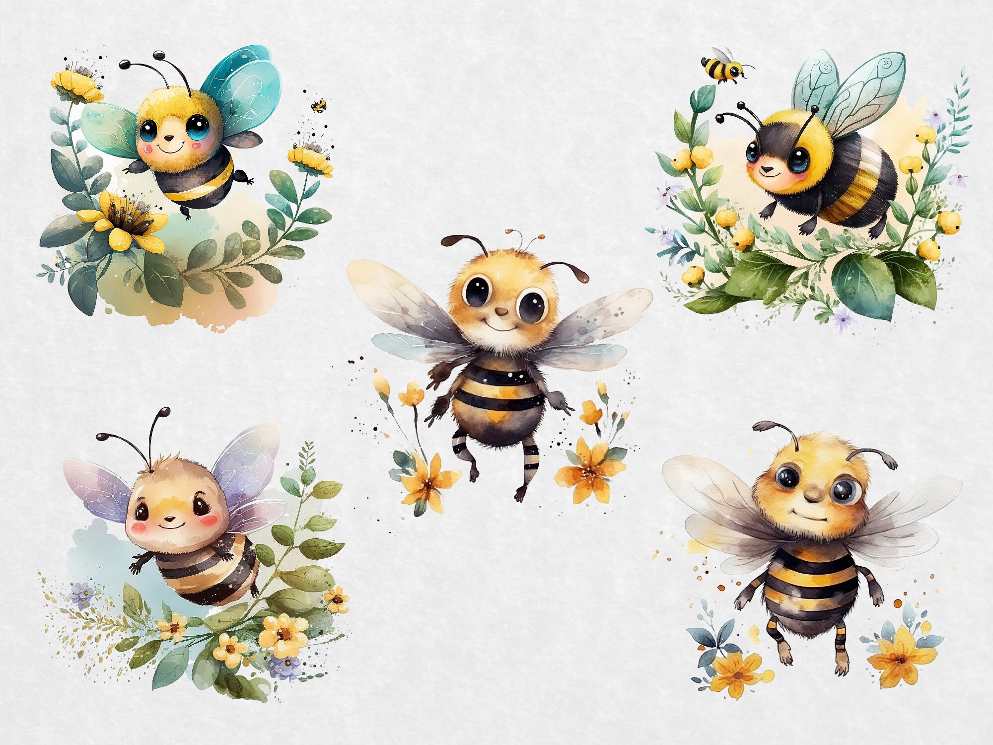 Cute Bee Cute Bees, Bee Clipart, Fantasy Bee, Watercolor, Instant ...