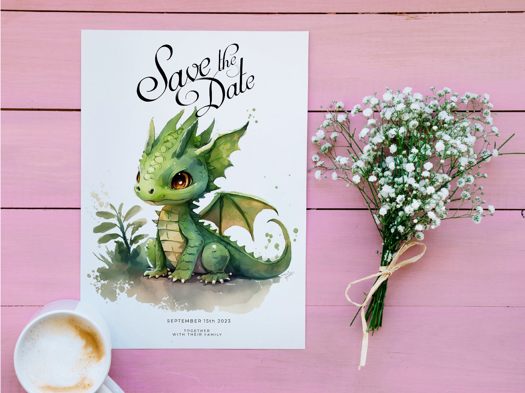 Watercolour Cute Baby Dragon Clipart Colourful Fantasy PNG Digital ...