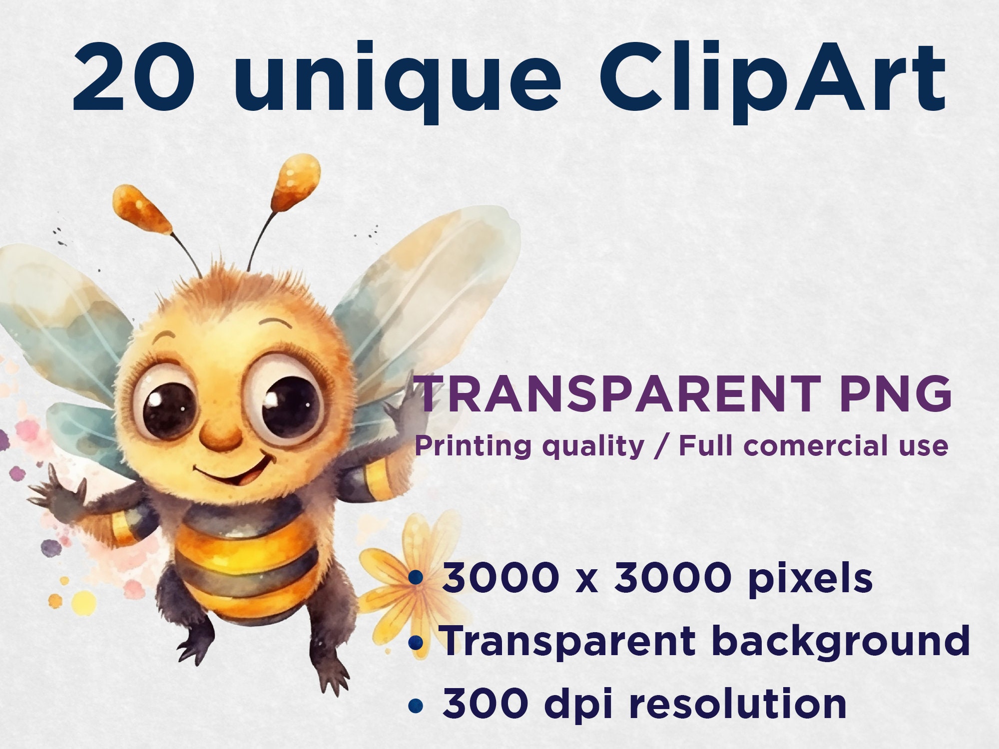 Cute Bee Cute Bees, Bee Clipart, Fantasy Bee, Watercolor, Instant ...