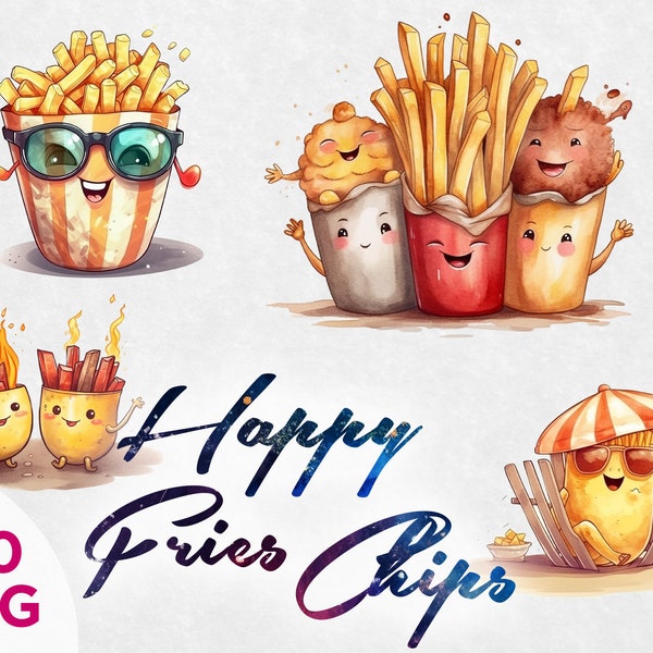 Kawaii French Fries Clipart - Etsy