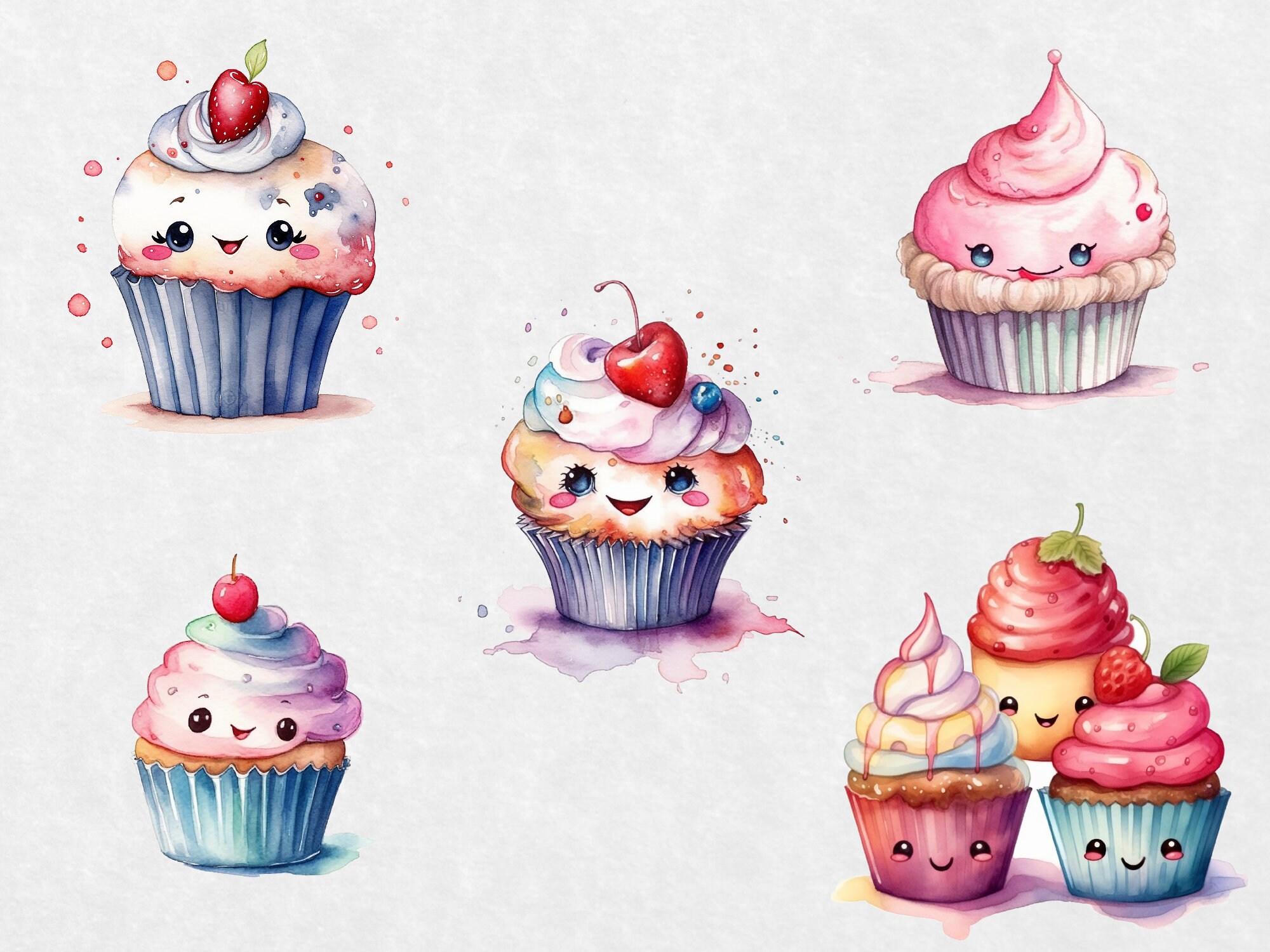 Happy Kawaii Cupcake, Happy Cupcakes Clipart, Fantasy Cupcake ...