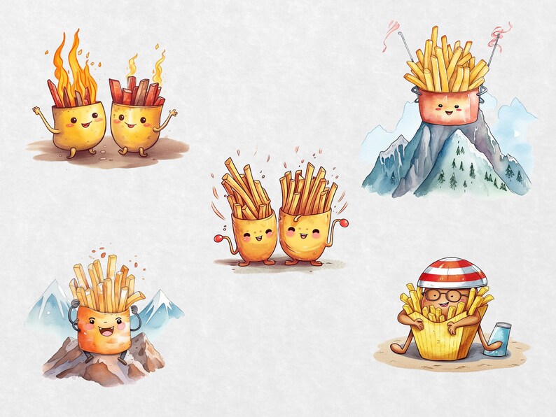 Happy Kawaii French Fries, Happy Chips Clipart, Fantasy Fries ...