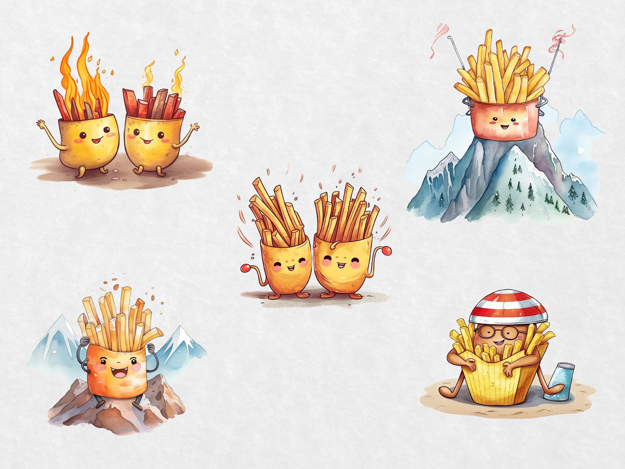 Happy Kawaii French Fries, Happy Chips Clipart, Fantasy Fries ...