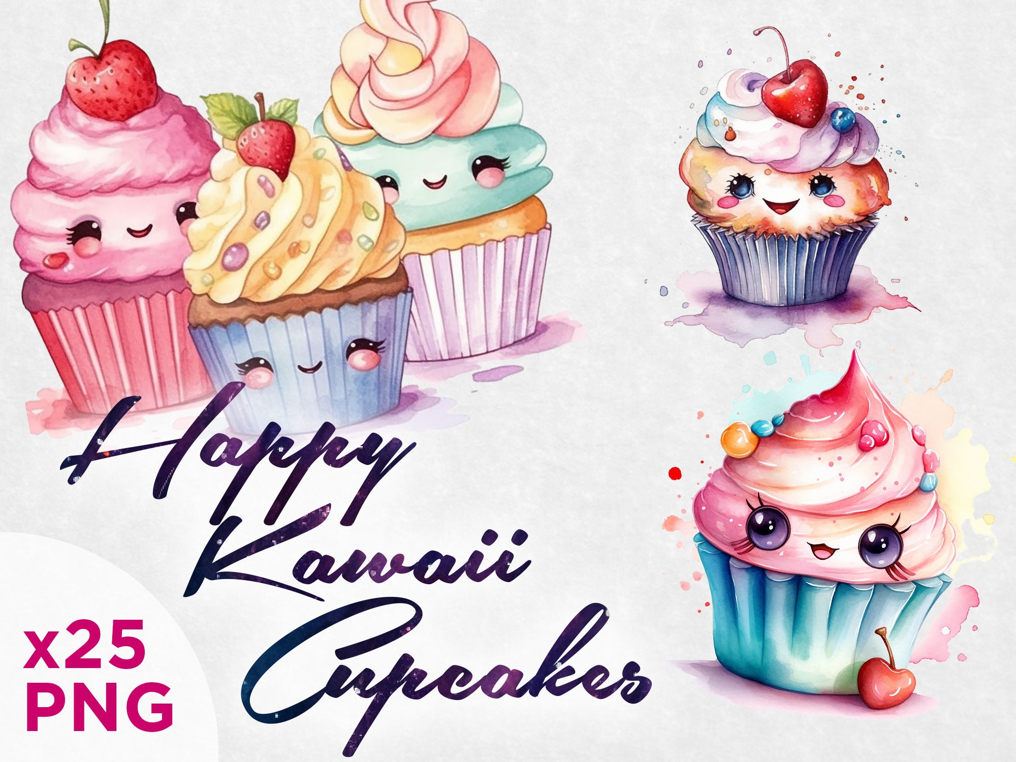 Happy Kawaii Cupcake, Happy Cupcakes Clipart, Fantasy Cupcake ...