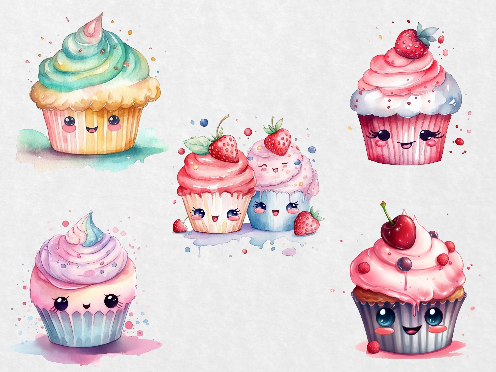 Happy Kawaii Cupcake, Happy Cupcakes Clipart, Fantasy Cupcake ...