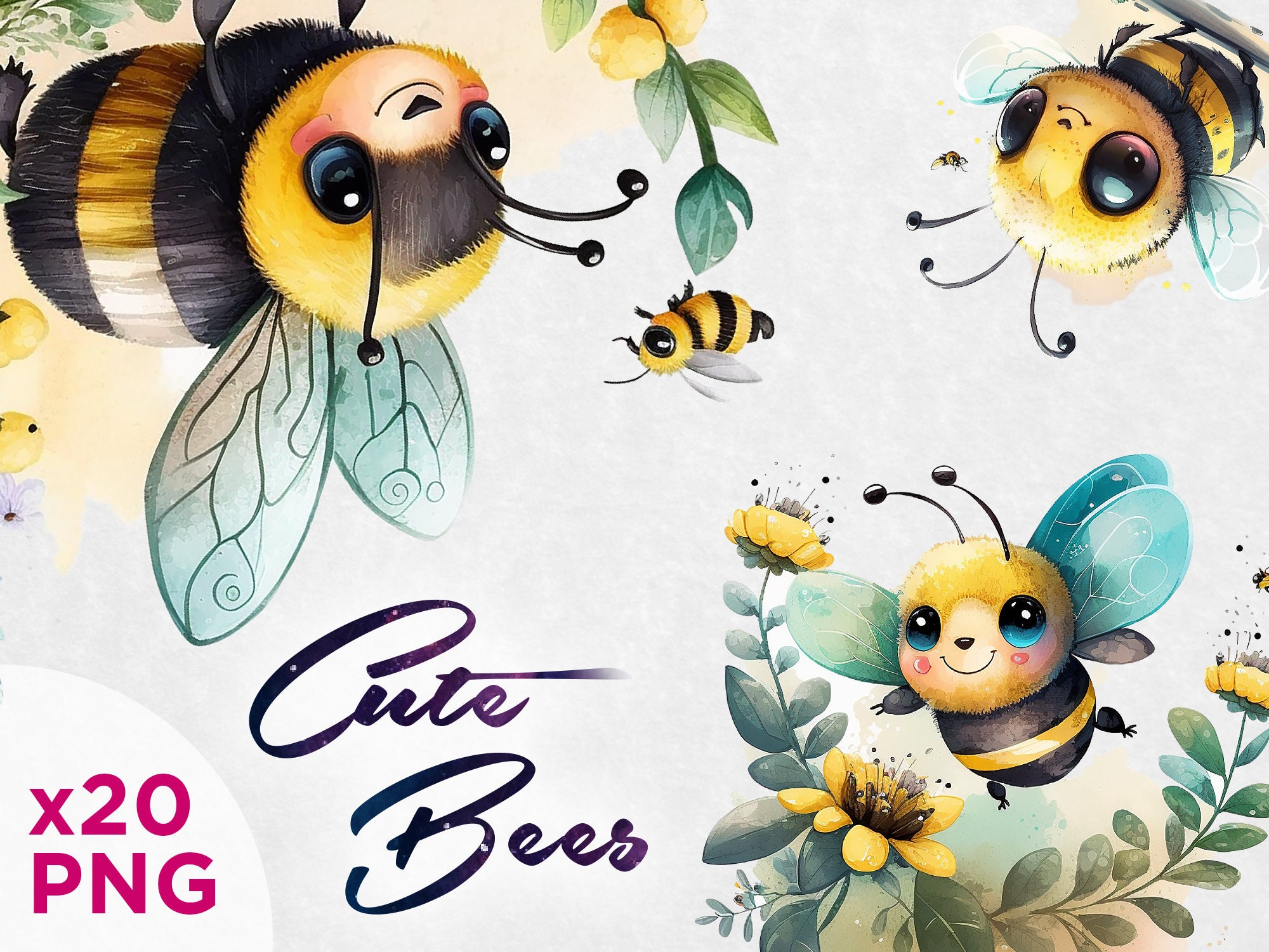 Cute Bee Cute Bees, Bee Clipart, Fantasy Bee, Watercolor, Instant ...