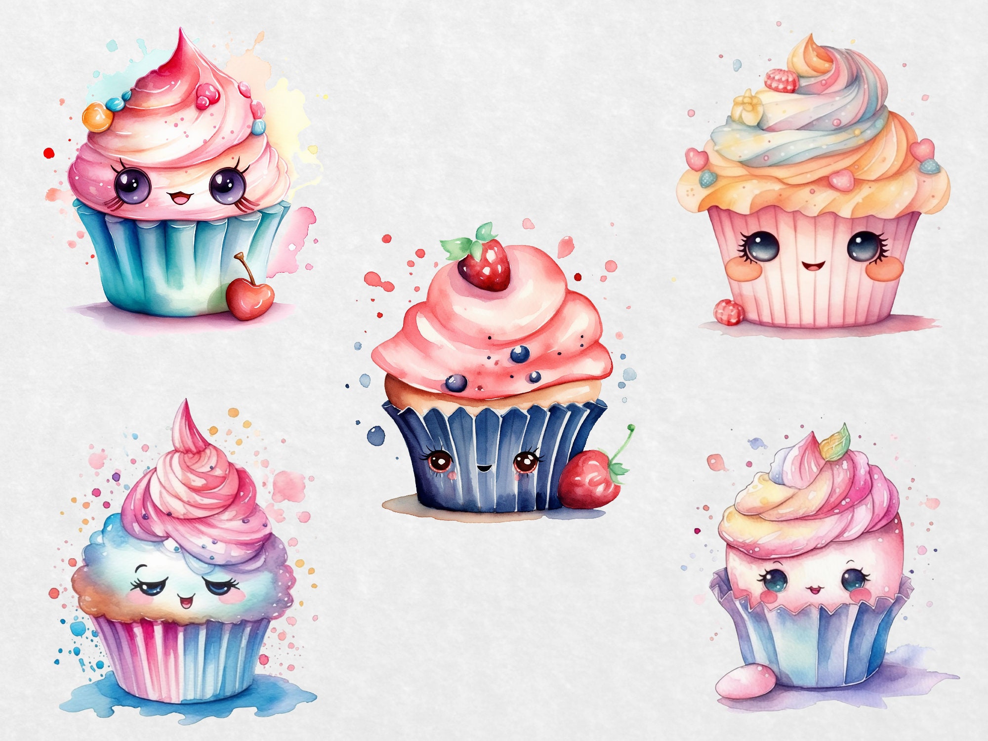 Happy Kawaii Cupcake, Happy Cupcakes Clipart, Fantasy Cupcake ...
