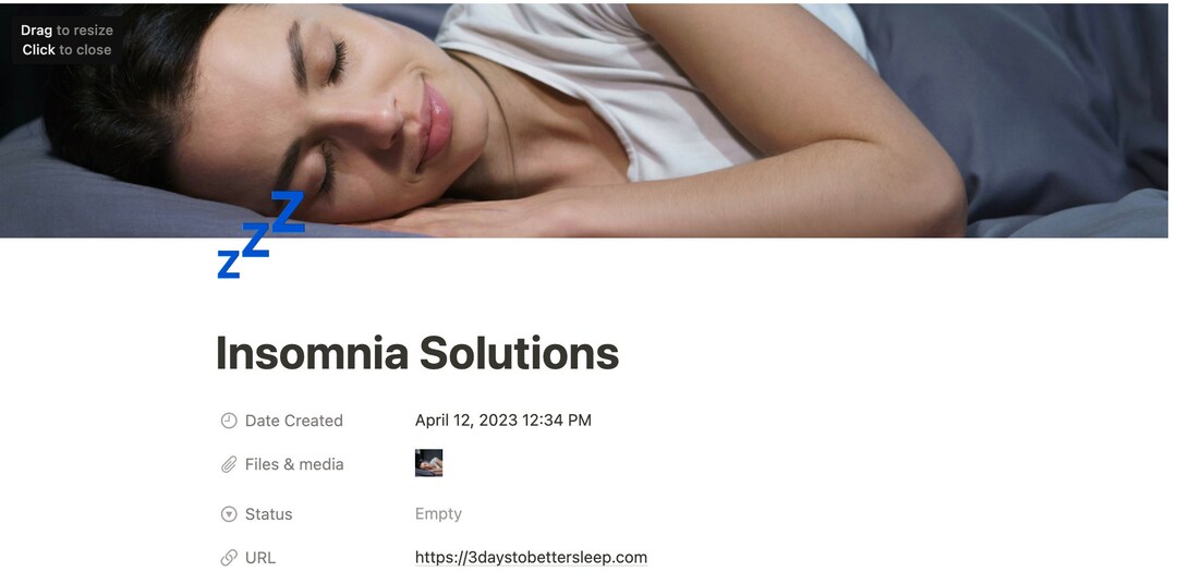 Insomnia Solutions Notion Template - Etsy