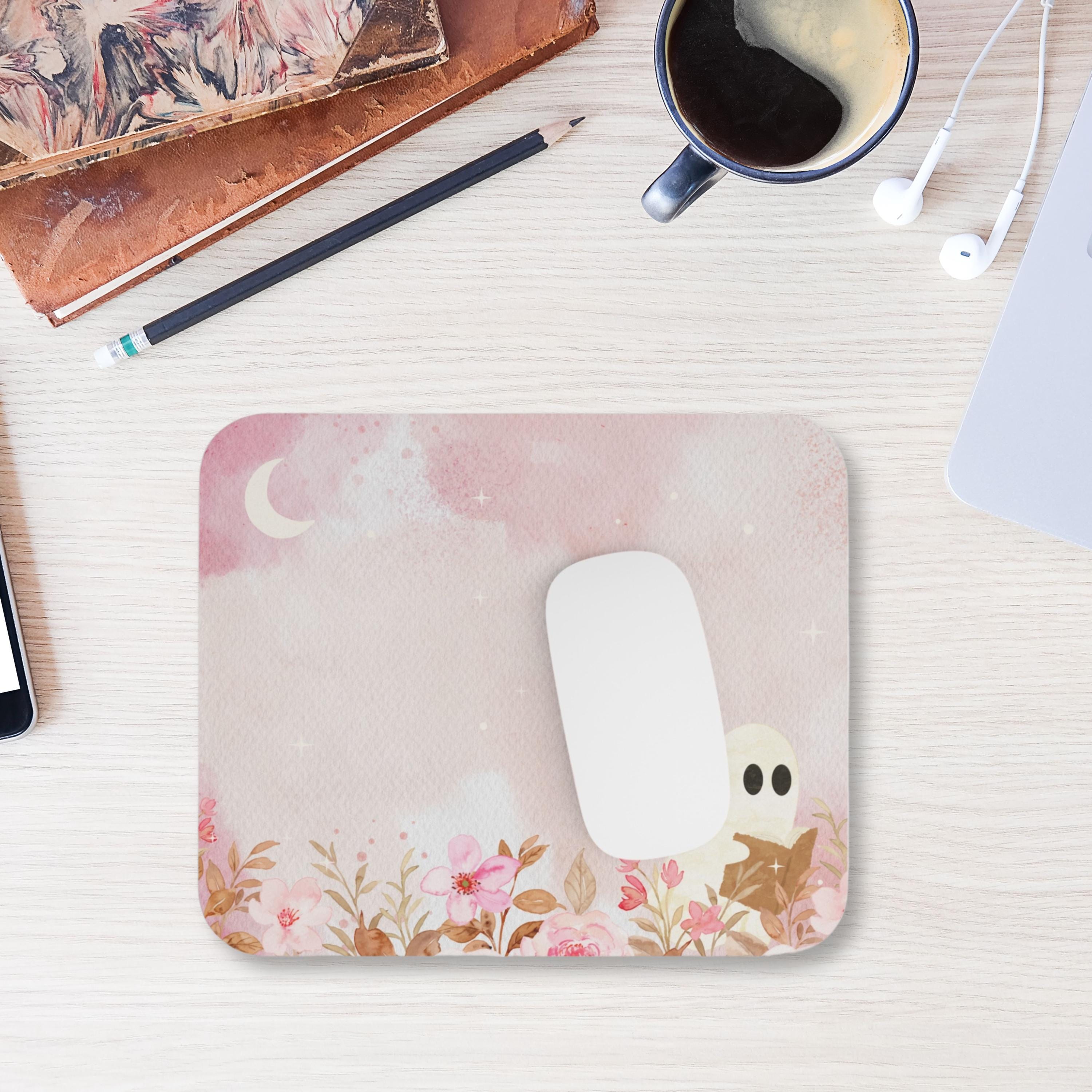 Bookish Ghost Watercolor Mousepad, Cottagecore Desk Mat, Cute Desk ...