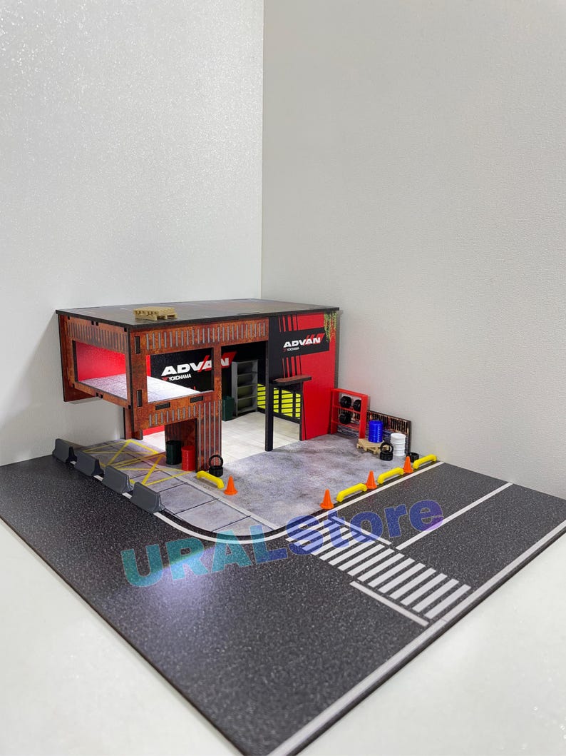 Advan Diorama Garage and Parking Lot - for 1:64 Scale Diecast Model ...