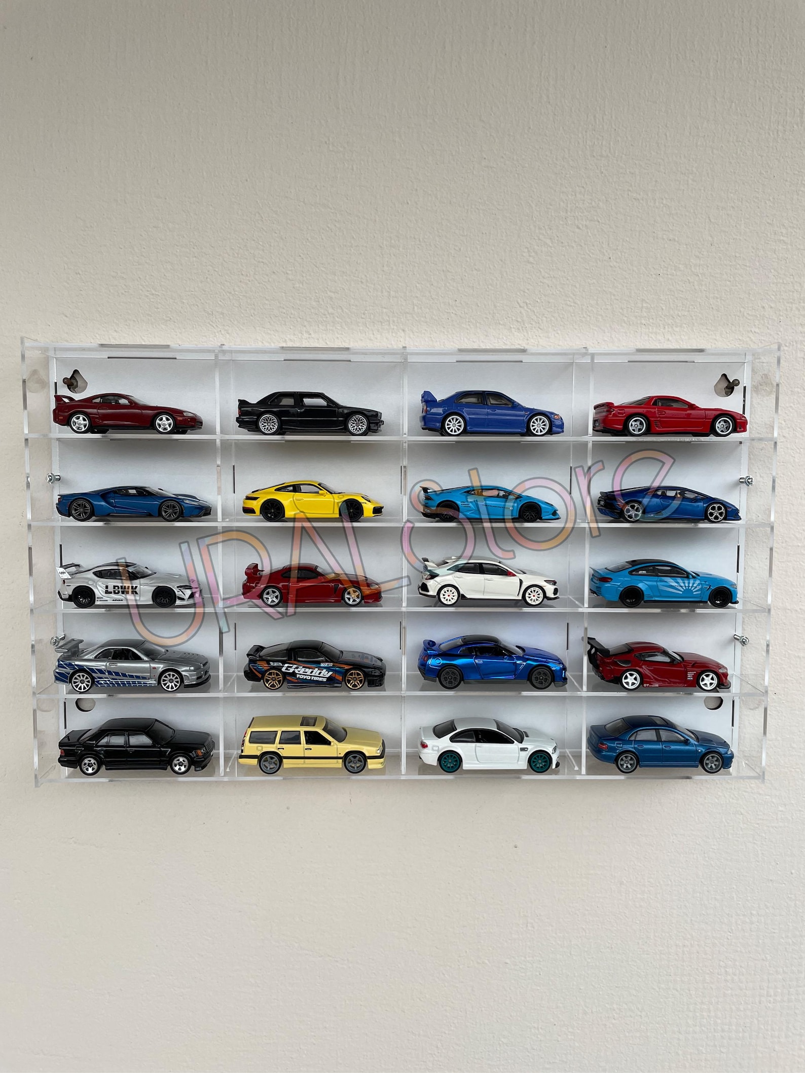 Plexi Acrylic Wall Display Case for Hotwheels Diecast 1:64 Toy Car ...