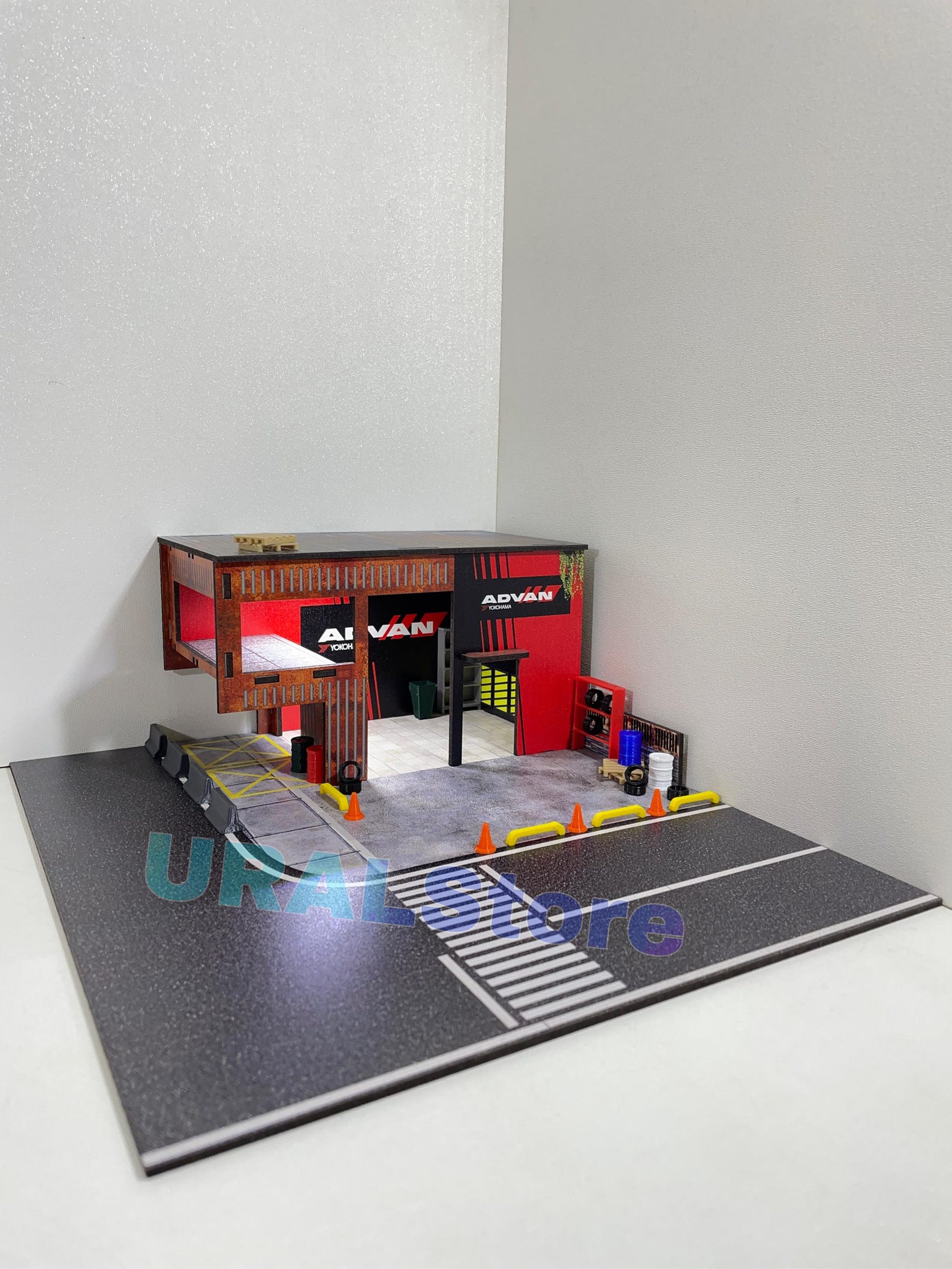 Advan Diorama Garage and Parking Lot - for 1:64 Scale Diecast Model ...