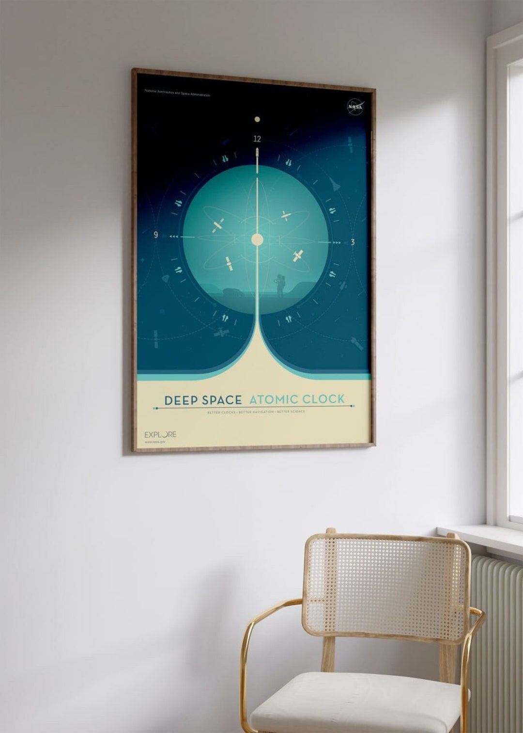 NASA Atomic Clock in Space Poster: Blue Cosmic Timepiece - Etsy
