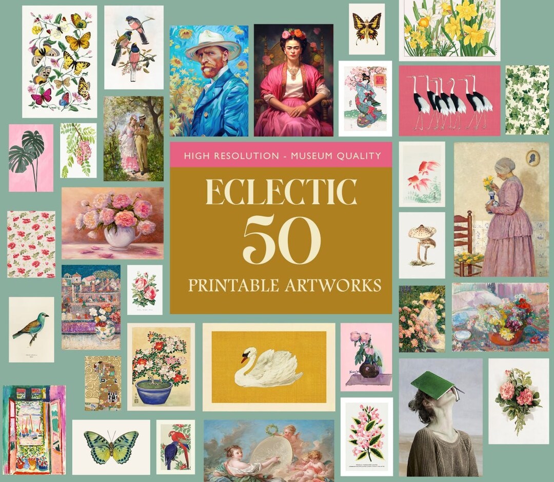 Eclectic Printable Posters Bundle, Digital Downloadable Art, Eclectic ...