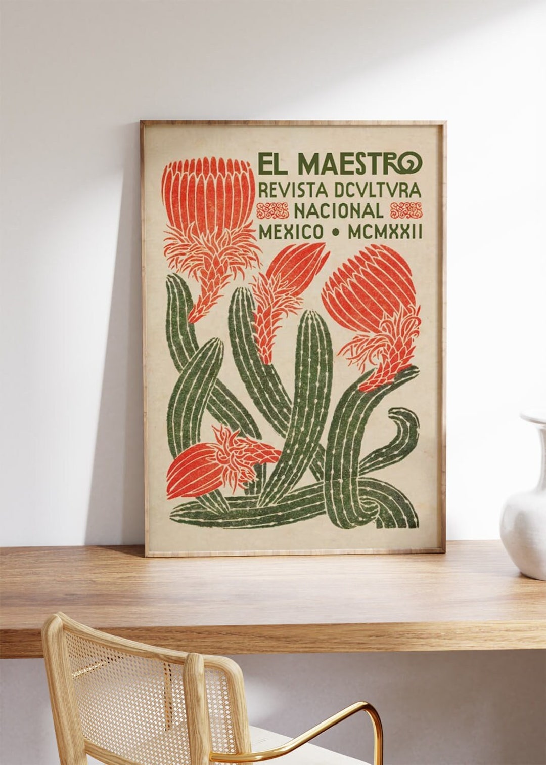 Mexican Exhibition Poster, Mexican Poster, Floral Vintage Poster, Home ...