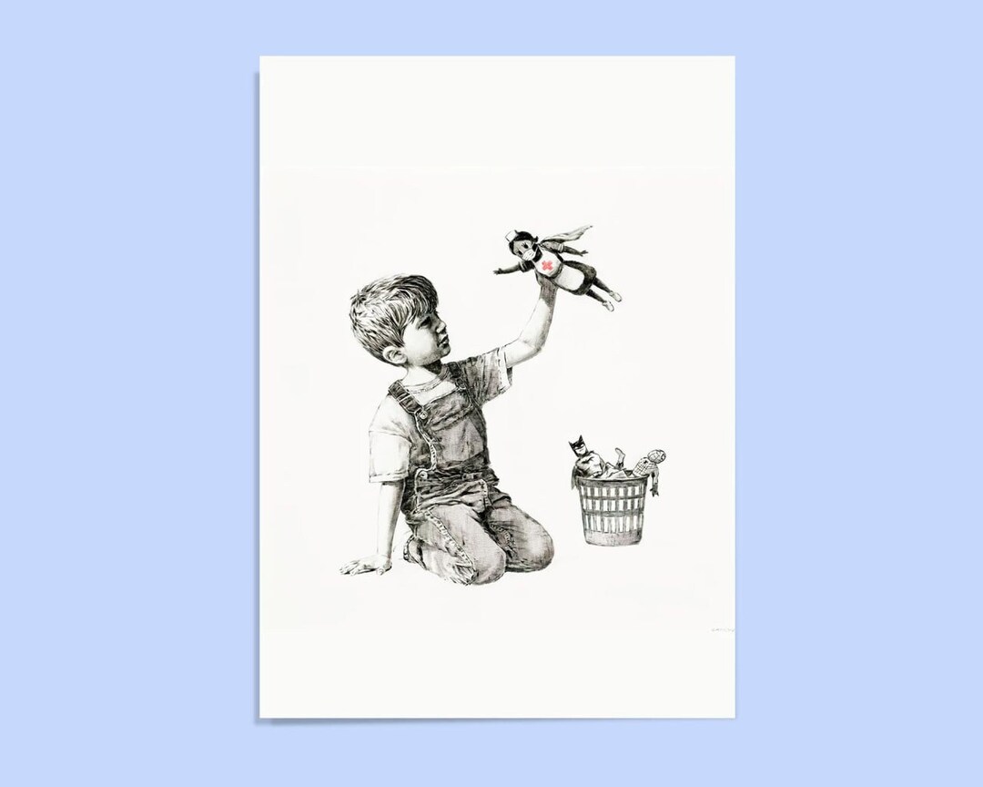 Banksy Game Changer Superhero Nurse, Banksy Wall Art, Banksy Nurse Art ...